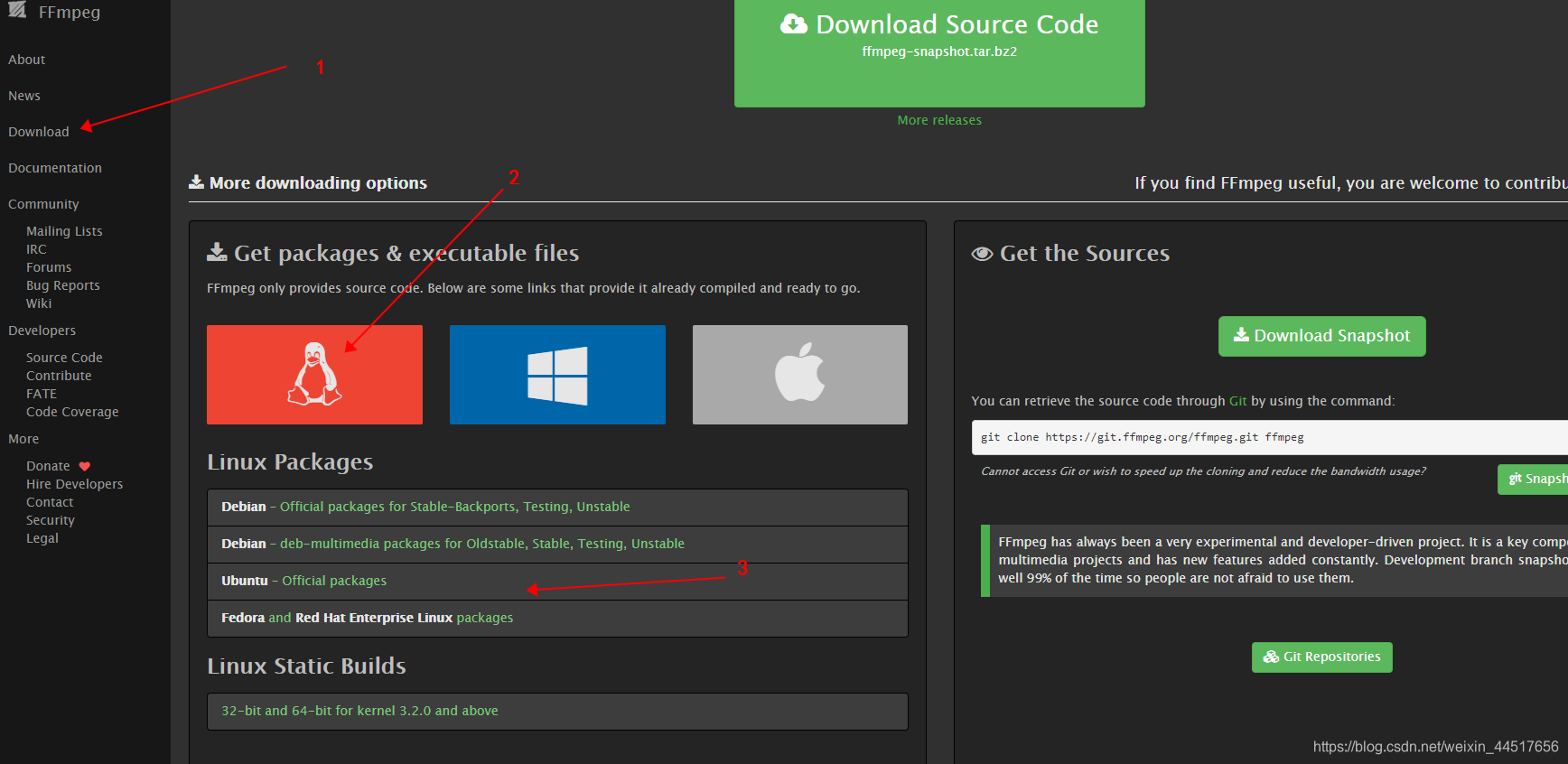 Linux和Windows中下载FFmpeg_ffmpeg linux可执行包下载-CSDN博客