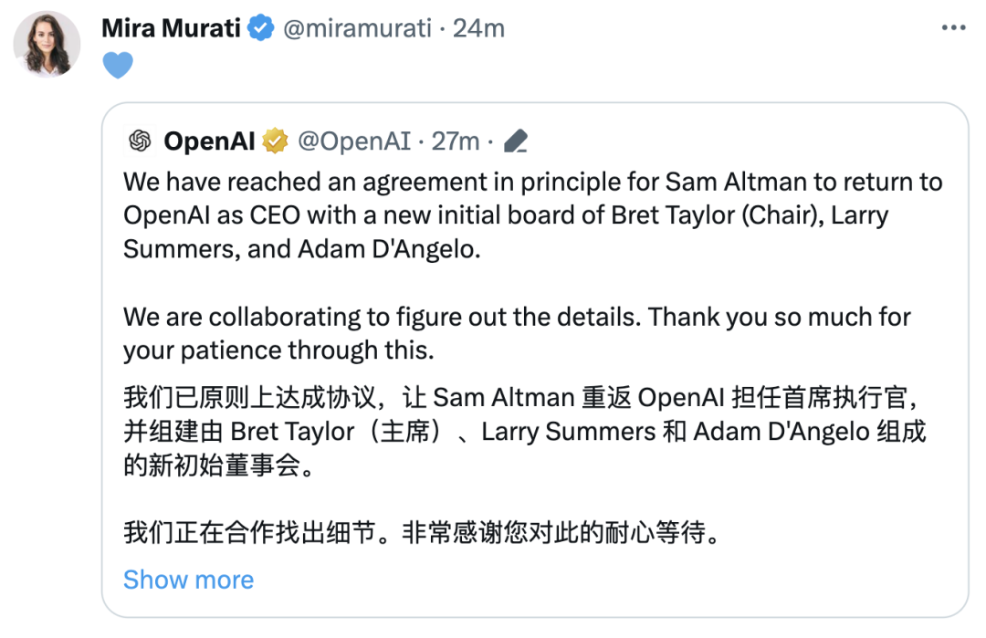 刚刚！OpenAI官宣！Sam Altman回归OpenAI 担任CEO-CSDN博客