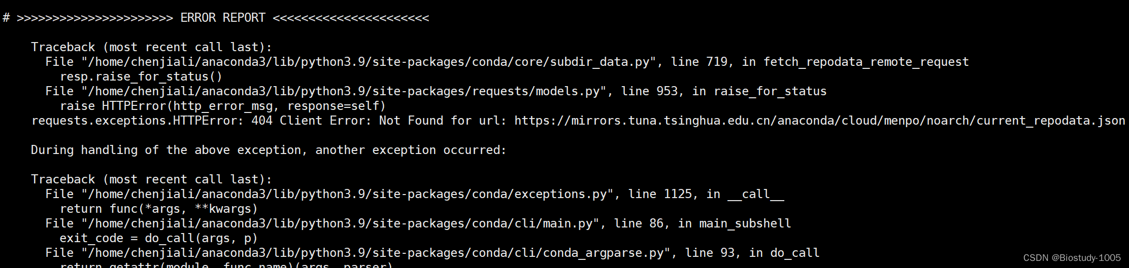 Conda安装时报错“An unexpected error has occurred. Conda has prepared the above report.”-CSDN博客