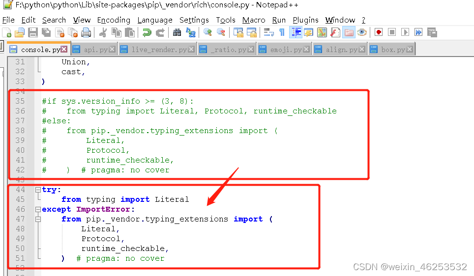 Pip升级后报错importerror Cannot Import Name ‘literal‘ From ‘typing‘ Fpythonpythonlibtypingpy