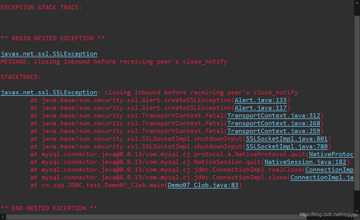 MySQL问题一：javax.net.ssl.SSLException: closing inbound before receiving peer‘s close_notify-CSDN博客