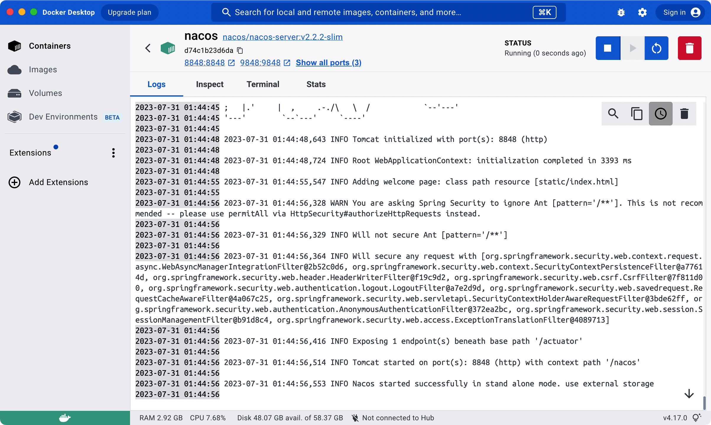Docker 启动 Nacos 报错：No DataSource set_docker nacos no datasource set-CSDN博客
