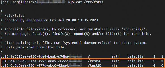 在 fstab文件中配置 UUID方式自动挂载数据盘、swap、目录（**）_fstab uuid-CSDN博客