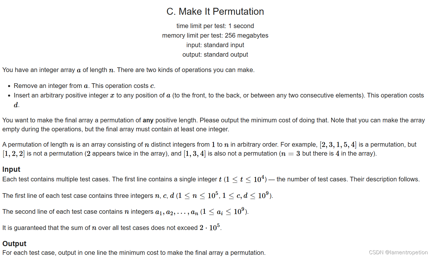 CodeTON Round 4 (Div. 1 + Div. 2, Rated, Prizes!) C. Make It Permutation-CSDN博客