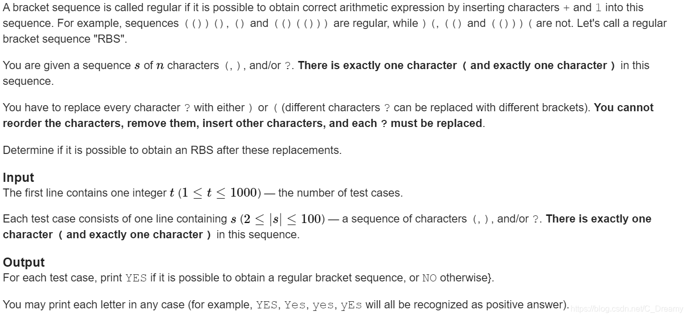 Educational Codeforces Round 101 (Rated for Div. 2) A. Regular Bracket Sequence（思维）_a. regular ...