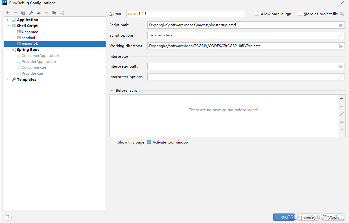 IDEA 添加nacos ，Sentinel脚本_idea集成nacos脚本-CSDN博客