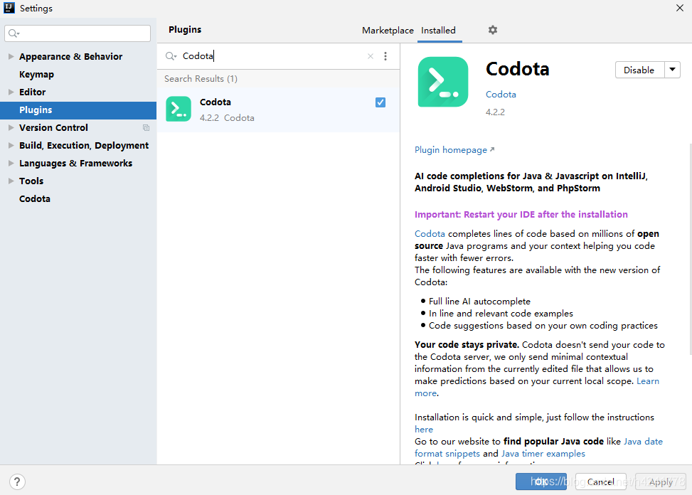 IDEA代码提示插件Codota-小白实操记录_codota如何切换提示-CSDN博客