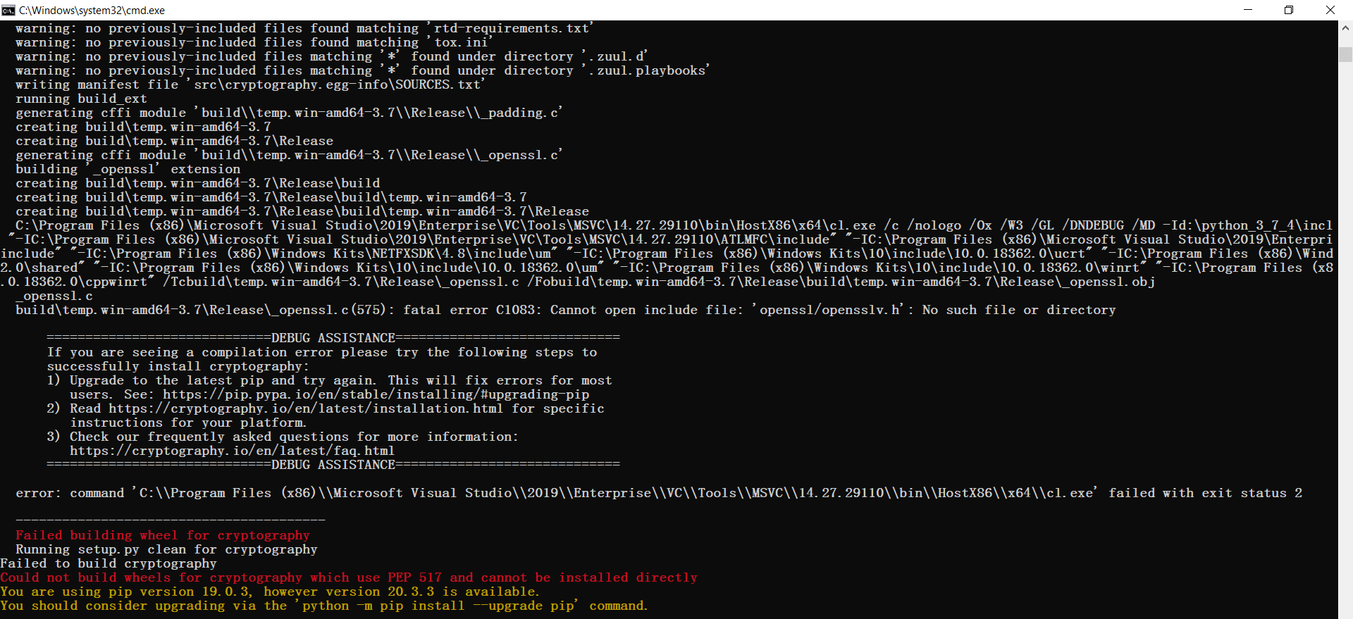 【成功】Windows 10上python 3.7安装pycrypto和cryptography_cryptography.hazmat.backends.openss1.ec-CSDN博客