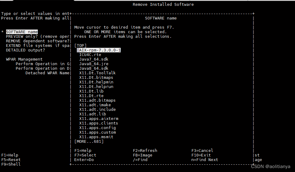 在AIX系统中使用smitty命令卸载软件的步骤,-CSDN博客