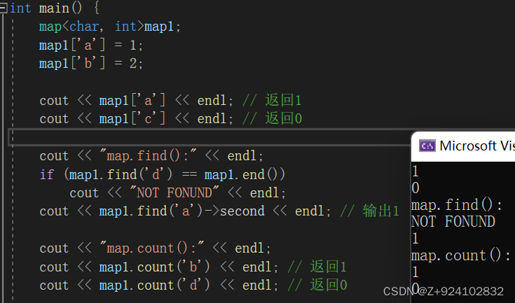 C++中map查找元素是否存在的3种方式_c++ map find-CSDN博客
