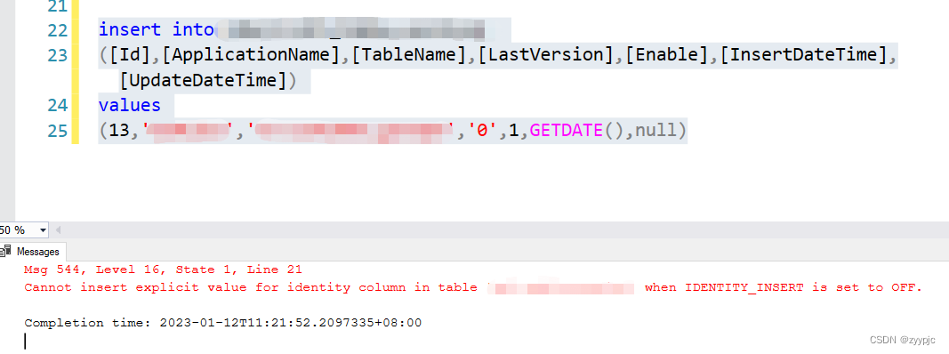 关于Azure SQL DB中插入数据遇到Msg 544:Cannot insert explicit value for identity column in table xxx问题_sql ...