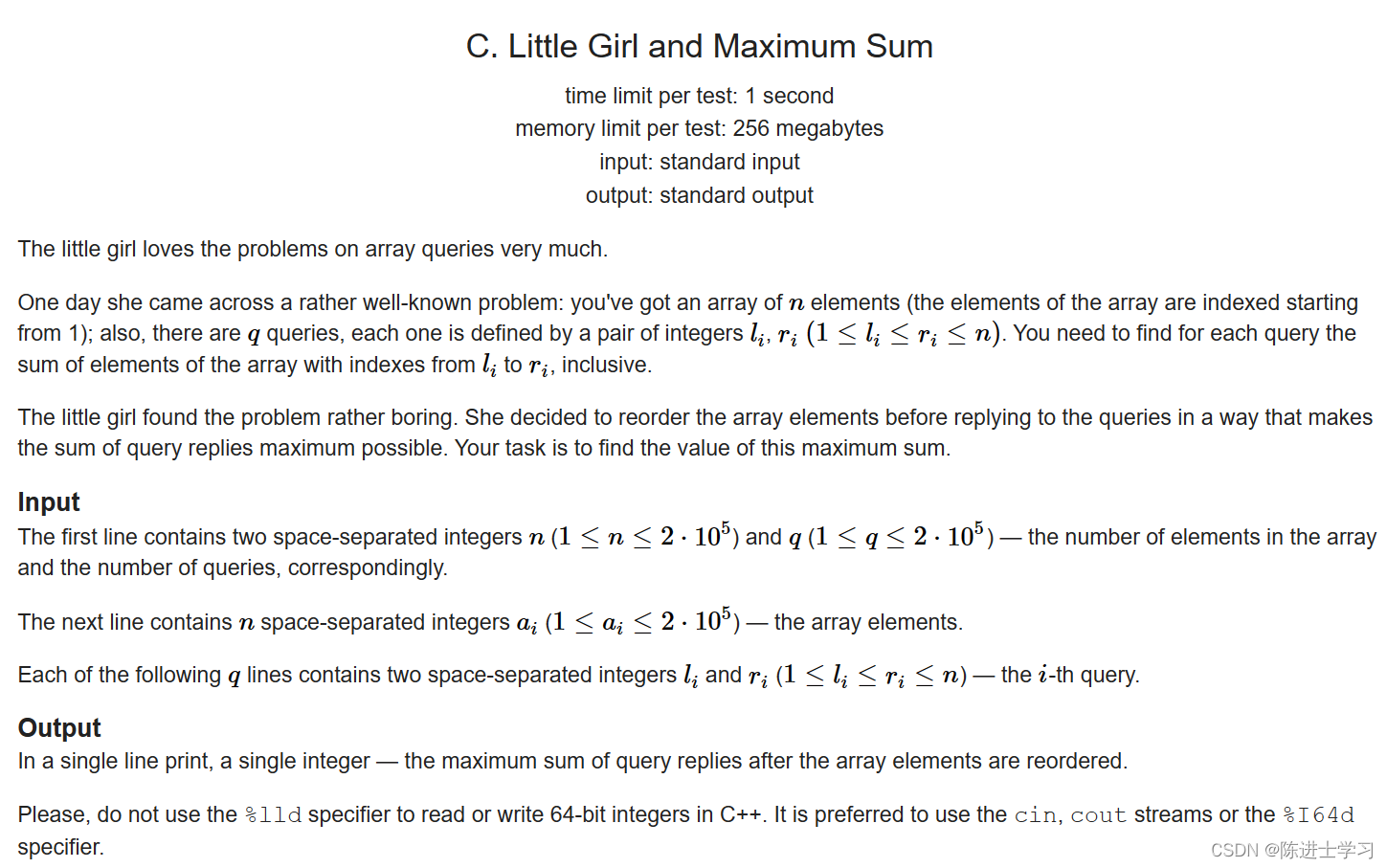 C. Little Girl and Maximum Sum（差分&贪心）_b - little girl and maximum sum-CSDN博客