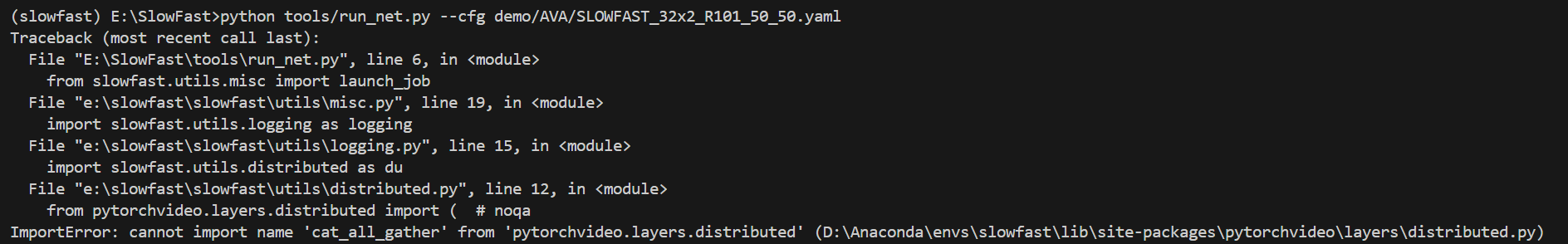 SlowFast环境安装爬坑记录_slowfastkeyerror: 'non-existent config key: kineti-CSDN博客