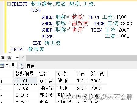T-SQl程序设计之（declare,begin...end,if...else,if/case多条件分支语句，while语句，return ...