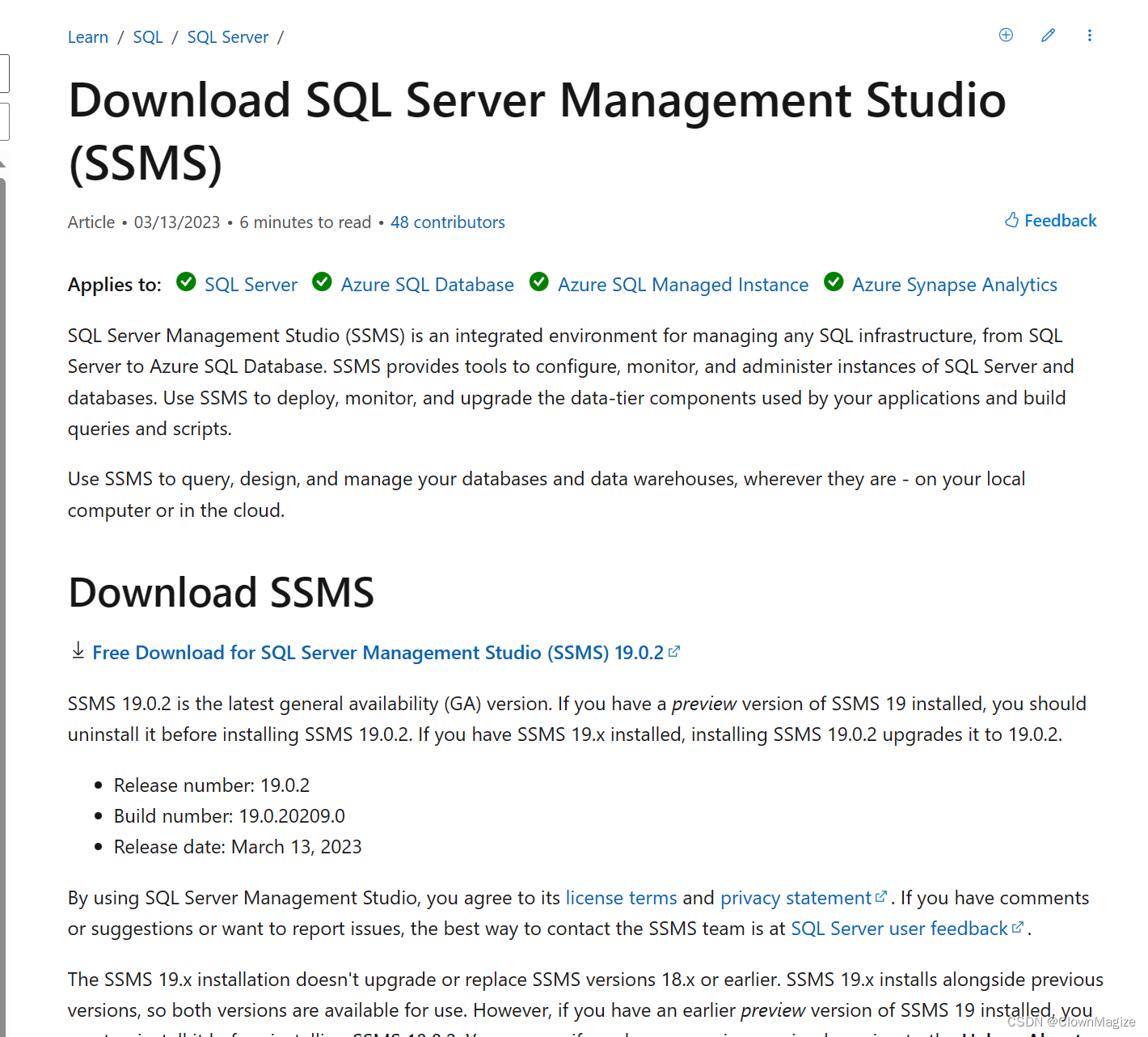 【SQL Server Management 2019下载及安装】_ssms2019-CSDN博客