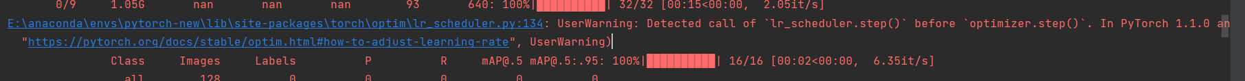UserWarning: Detected call of `lr_scheduler.step()` before `optimizer ...