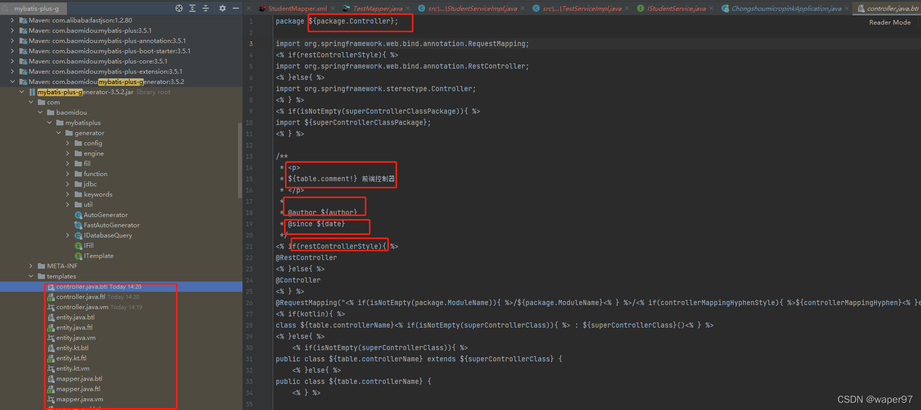 mybatis-plus-generator 通过模板引擎 一键生成增删改查代码（CRUD）,_mybatis plus generator-CSDN博客