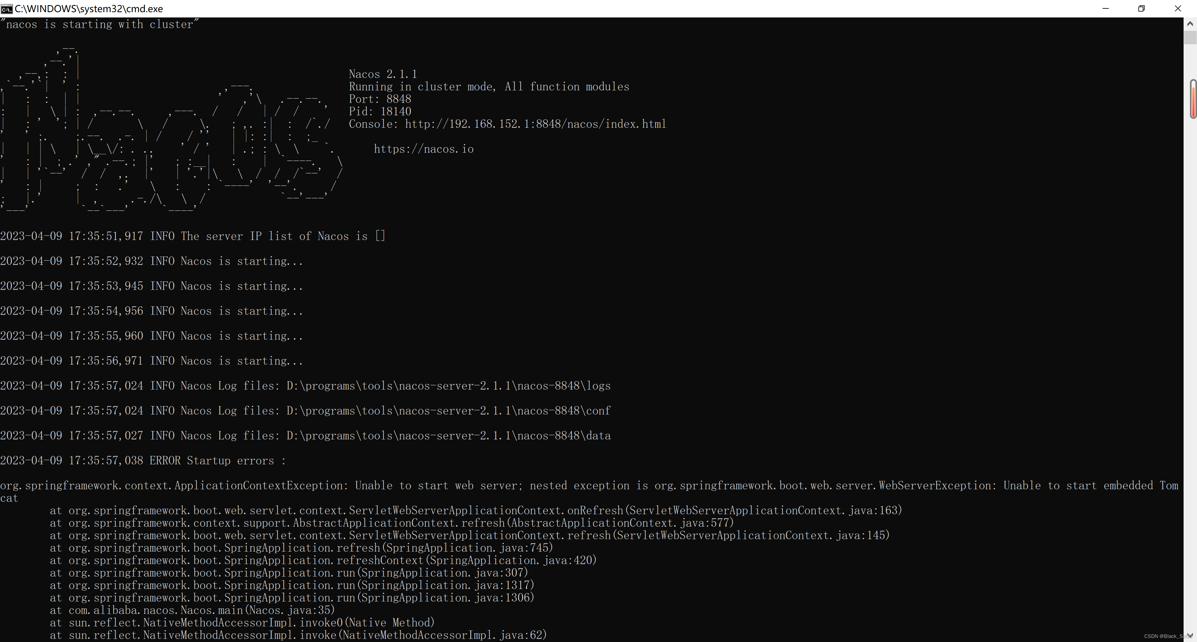 SpringCloudAlibaba-Nacos服务搭建_warn watchfilecenter already closed-CSDN博客
