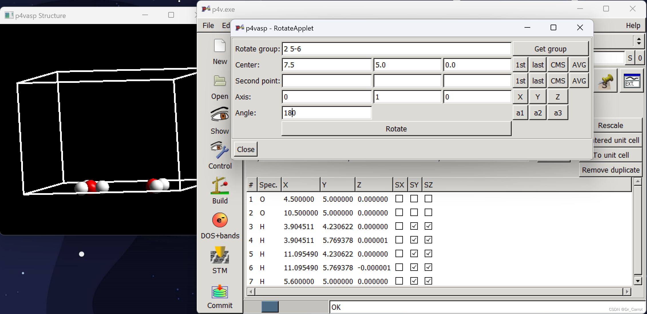 [VASP learning]p4vasp旋转和平移操作和H2O-H-OH2质子传递的反应路径和过渡态定位-CSDN博客