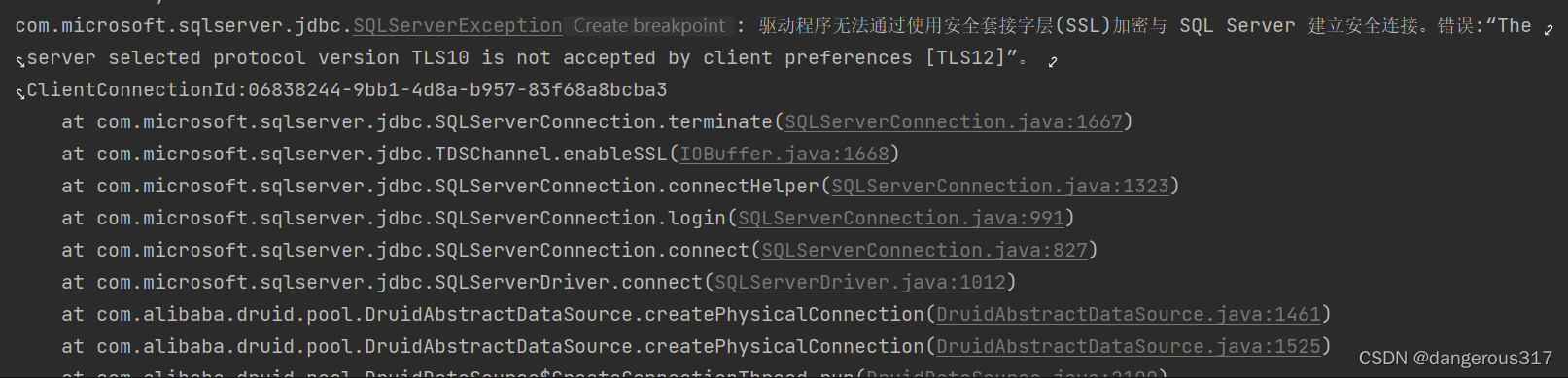 启动项目,报错:the Server Selected Protocol Version Tls10 Is Not Accepted By Client Preferences Tls12