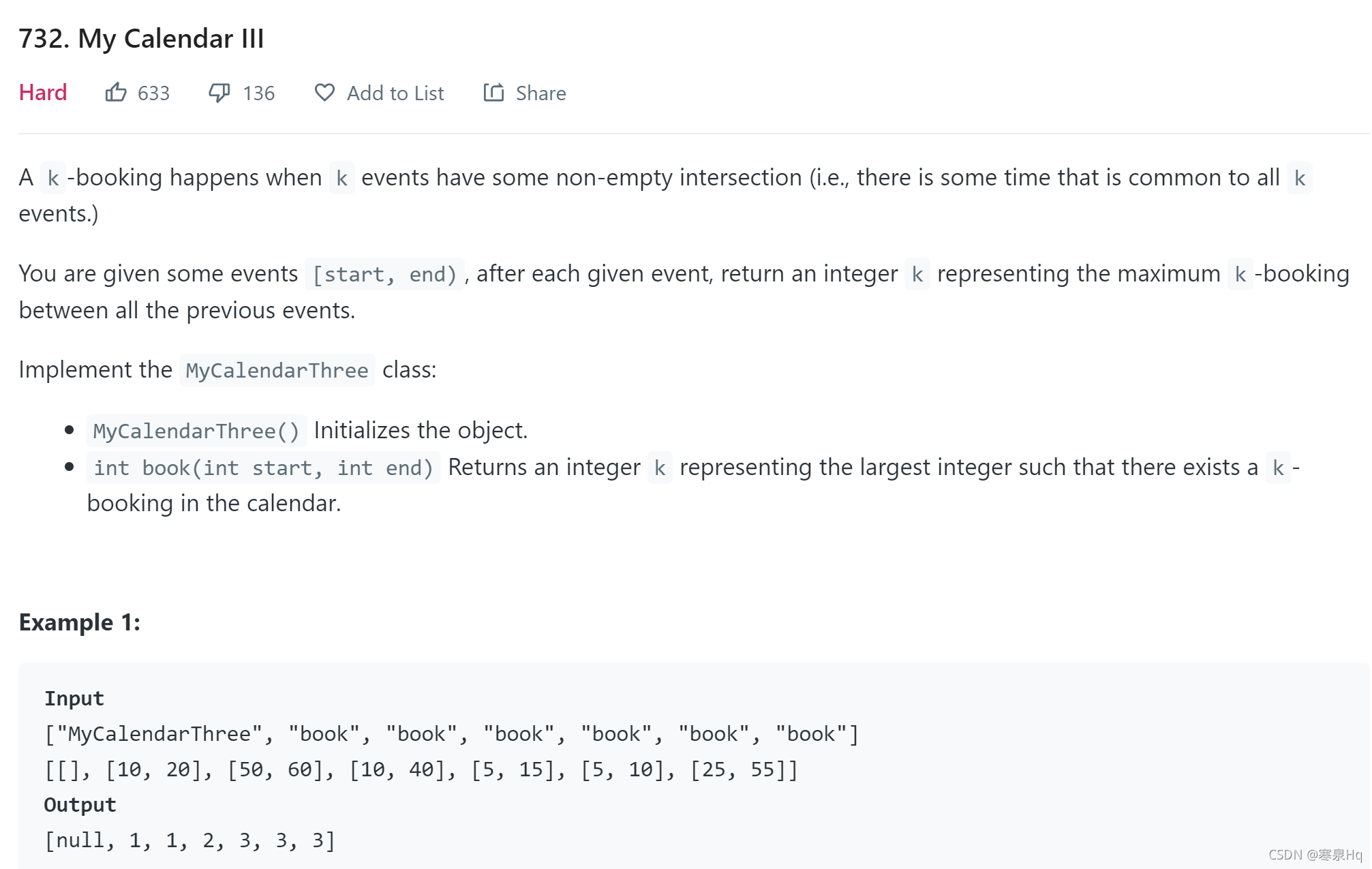leetcode 729, 731, 732. My Calendar I, II, III | 729. 我的日程安排表 I, II, III（线段树）_leetcode ...
