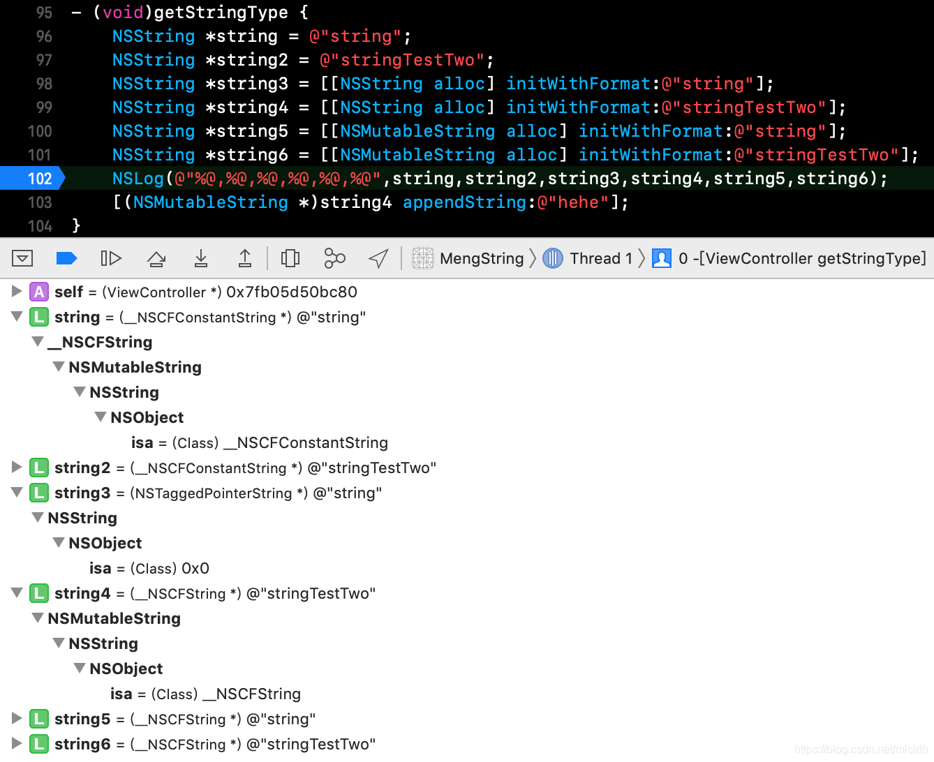 NSString、NSMutableString的内存地址类型-CSDN博客