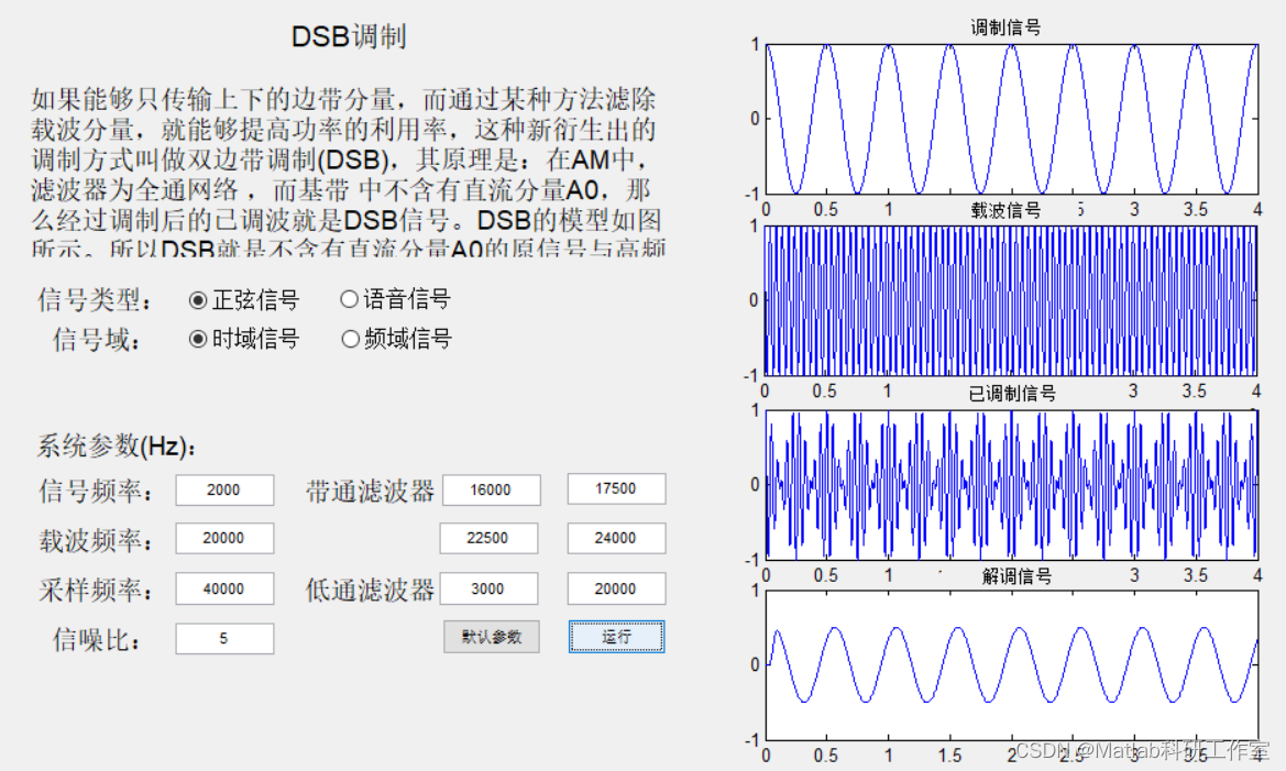 基于matlab模拟am，fm，dsb，ssb，pm信号调制附GUI界面_matlab am调制-CSDN博客