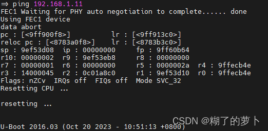 uboot启动后ping网络和启动内核开发板会重启_uboot使用ping命令会重启-CSDN博客