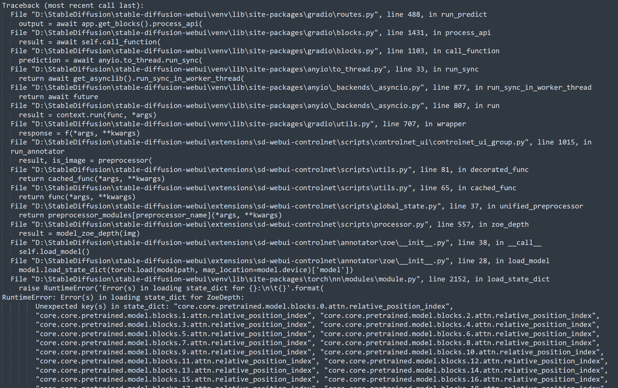 RuntimeError: Error(s) in loading state_dict for ZoeDepth解决方案_zoe深度预处理器-CSDN博客