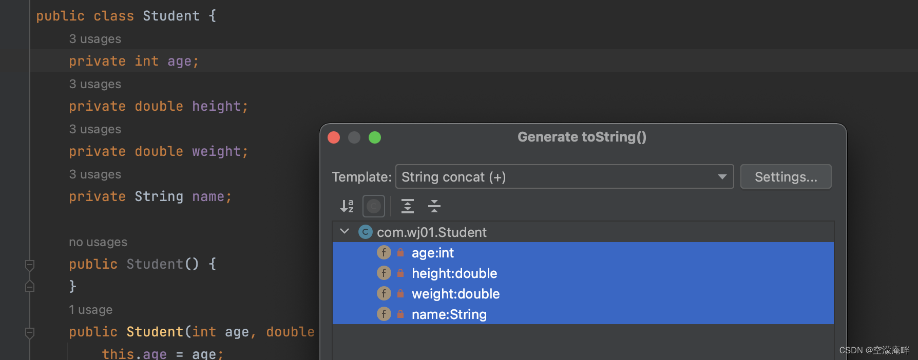 Java中Object里的toString()方法_java设置tostring快捷键-CSDN博客