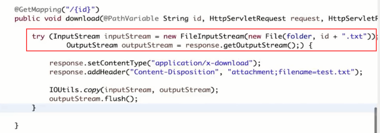 在try中声明了 InputStream、OutputStream，这种方式可以不用写finally去关闭stream，JDK会自动帮你去关闭stream。_try stream-CSDN博客