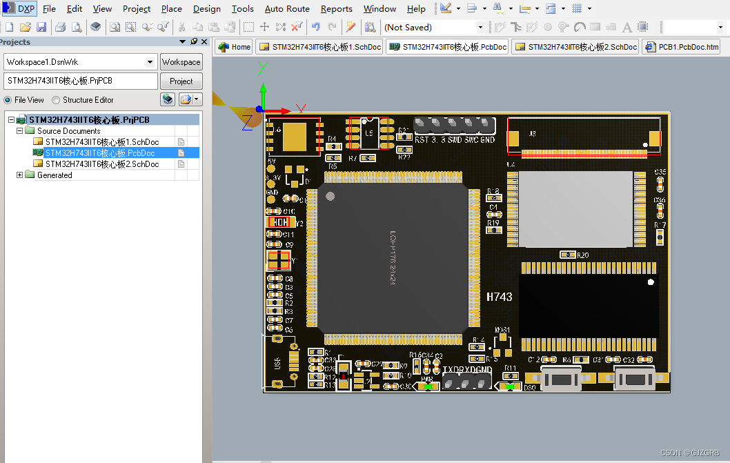 基于STM32H743IIT6单片机+W9825G6KH+MT29F4G08芯片 核心板硬件（原理图+PCB+封装库)工程文件_stm32h743iit6单片机核心板altium设硬件计原理图 ...