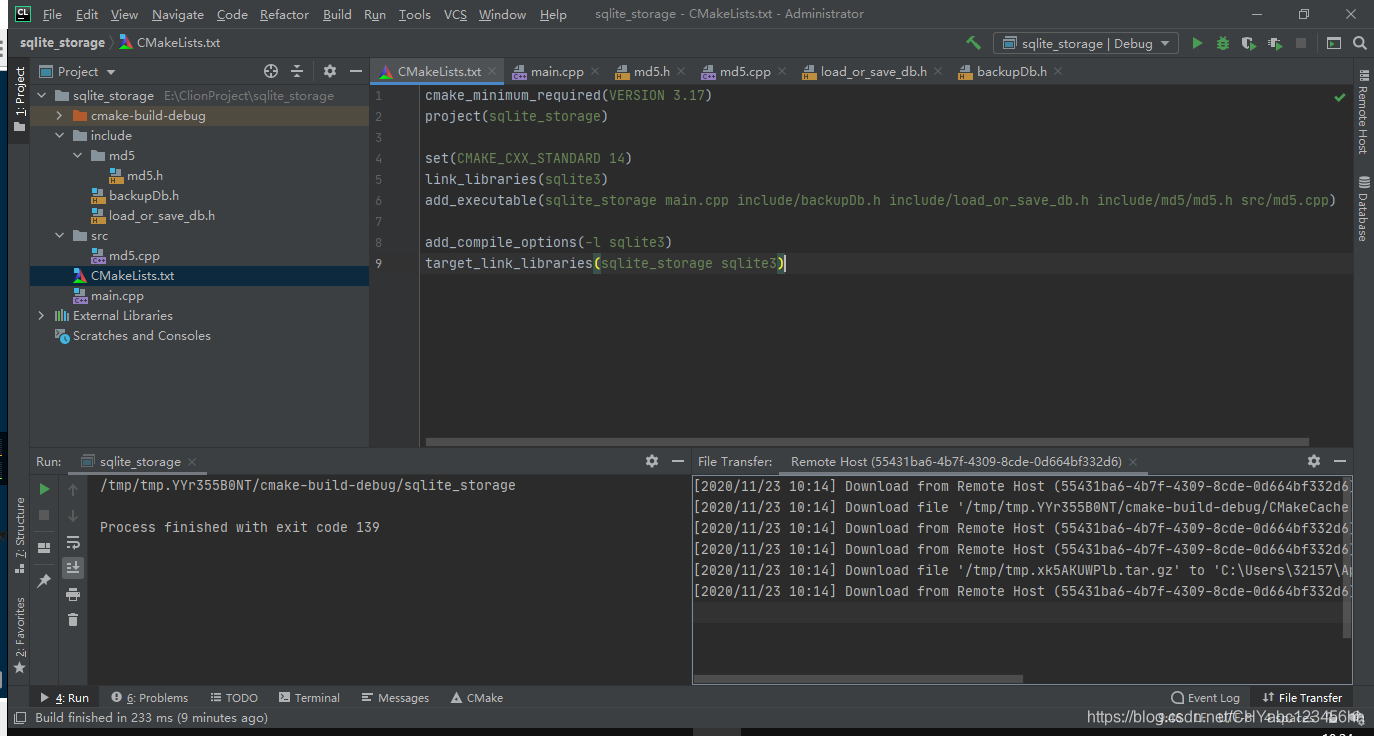 ubuntu环境中，使用clion编写sqlite3代码的头文件写法_sqllite c++ ubuntu cmakelist-CSDN博客