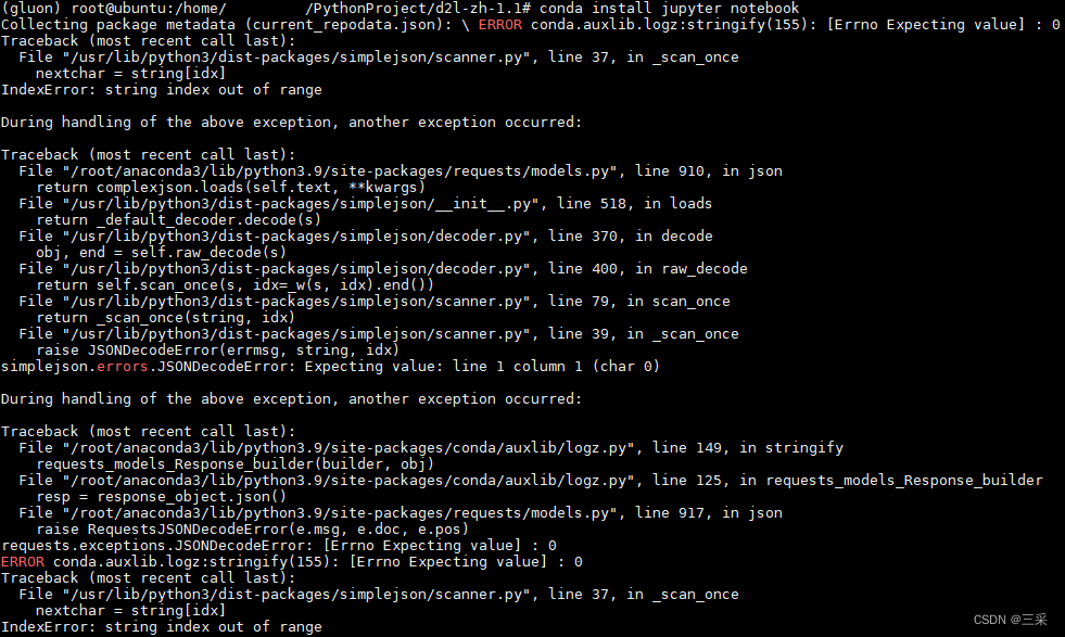 Linux Conda 安装 Jupyter_importerror: ipython 8.13+ supports python 3.9 and-CSDN博客