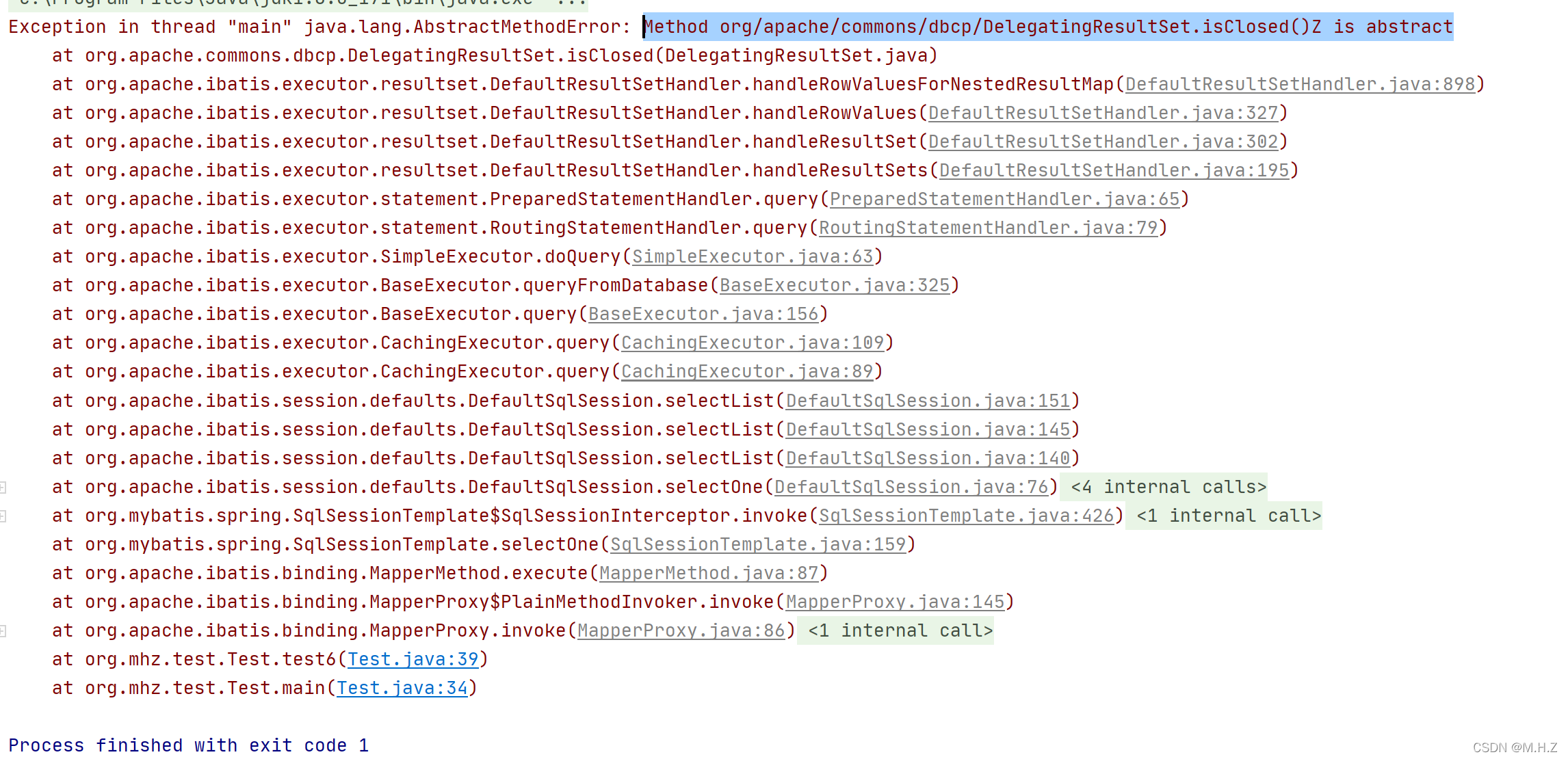 Method org/apache/commons/dbcp/DelegatingResultSet.isClosed()Z is abstract_dbcp最新版本-CSDN博客