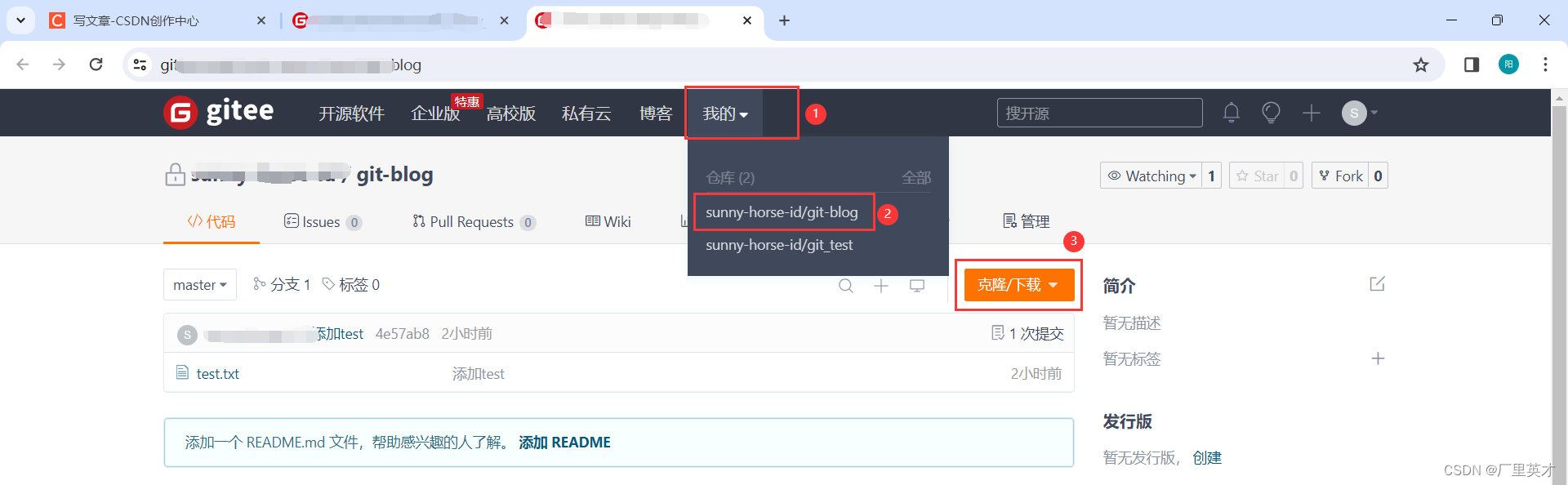 Git远程仓库的使用(Gitee)及相关指令_gitee连接远程仓库-CSDN博客