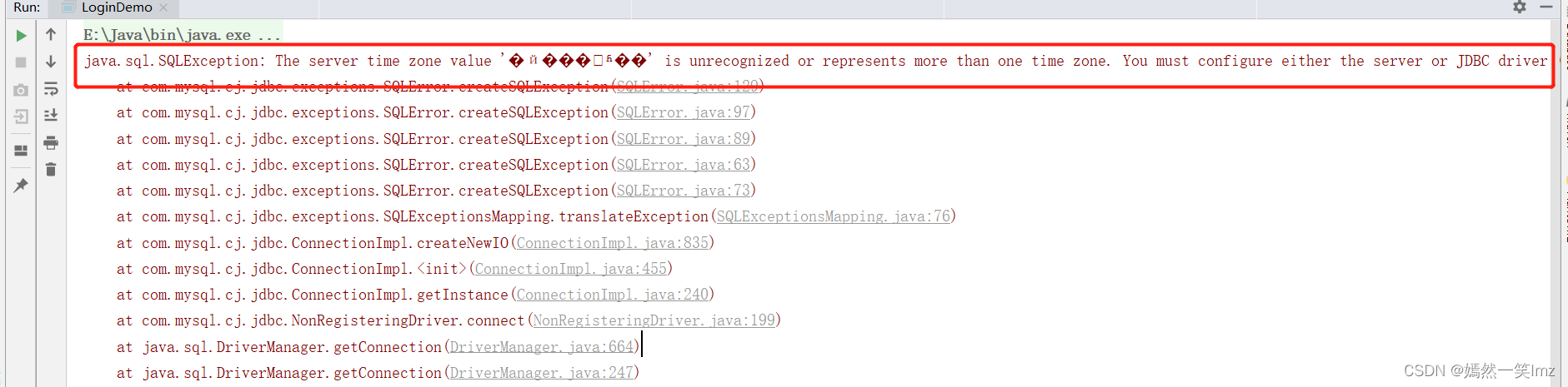 java项目使用jdbc时报错：java.sql.SQLException: The server time zone value ‘ й ׼ʱ ‘ is unrecognized or_报错 ...