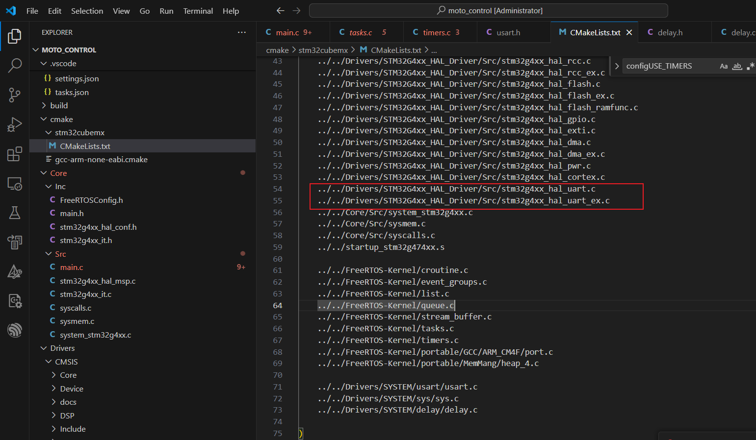 STM32G474 CMAKE VSCODE FREERTOS 导入_vscode stm32 freertos-CSDN博客