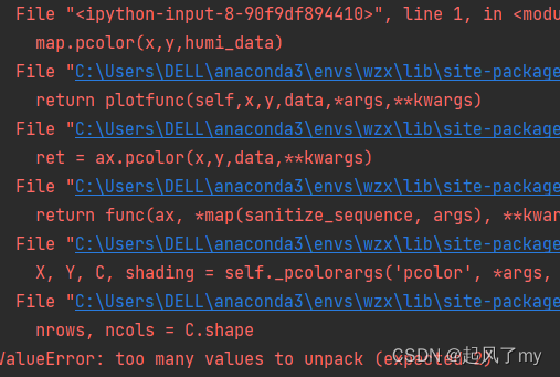 pcolor/pcolormesh 错误：too many values to unpack_valueerror: x and y ...