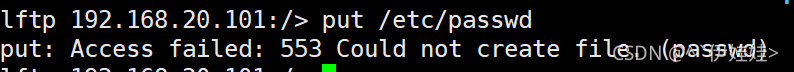 【ftp上传文件失败】put Access Failed 553 Could Not Create File Passwd (接详细配置1问题解决) Ftp 553 Could Not