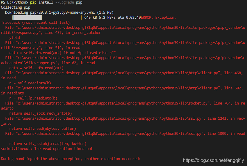 Python Pip Install 超时：sockettimeout The Read Operation Timed Outpip Install Sockettimeout
