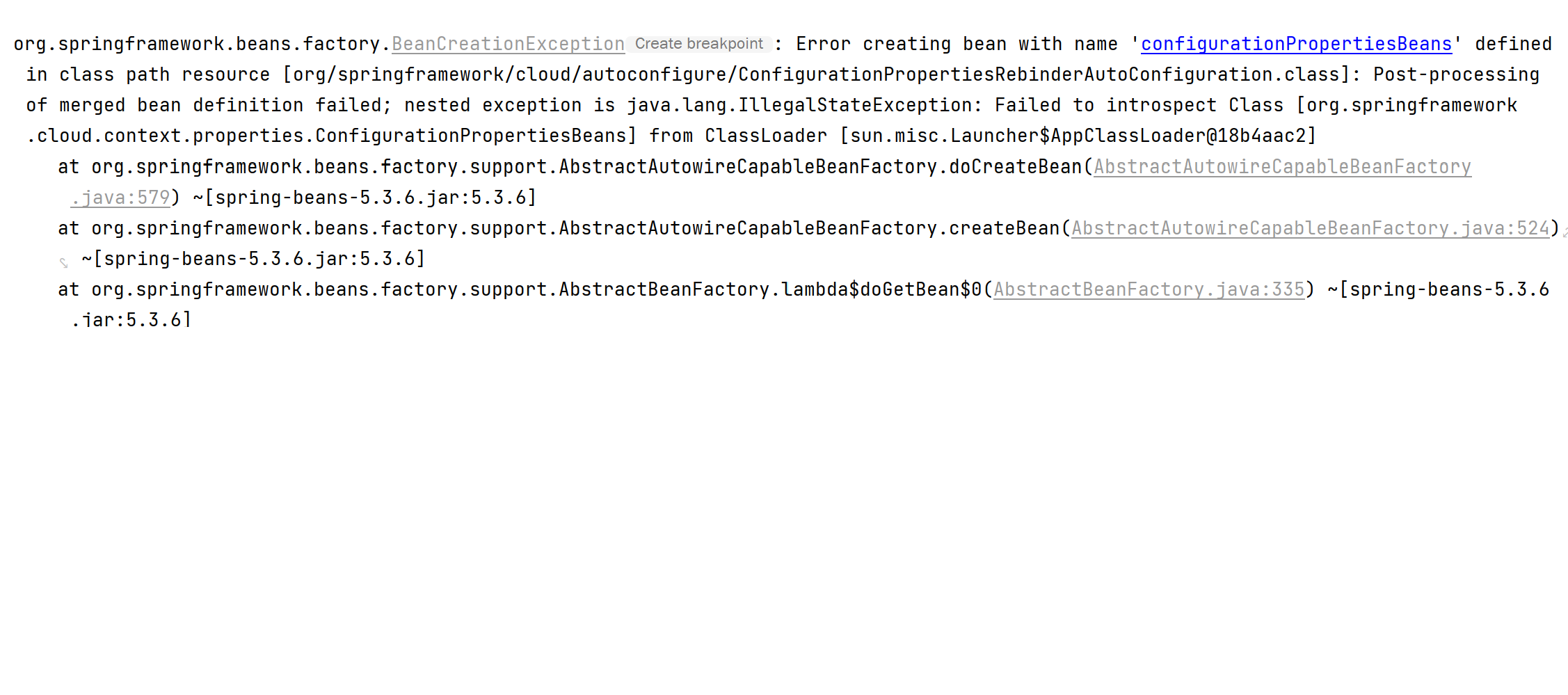 org.springframework.beans.factory.BeanCreationException: Error creating bean with name ...
