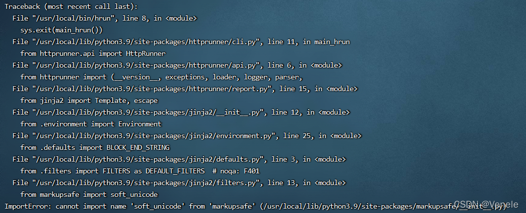 httprunner2.2.6 cannot import name ‘soft_unicode‘ from ‘markupsafe‘报错处理_markupsafe 版本冲突-CSDN博客