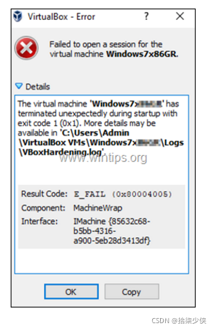 ·穷途末路之举·解决VirtualBox启动问题-Error relaunching VirtualBox VM process 5/terminated with exit code1 ...