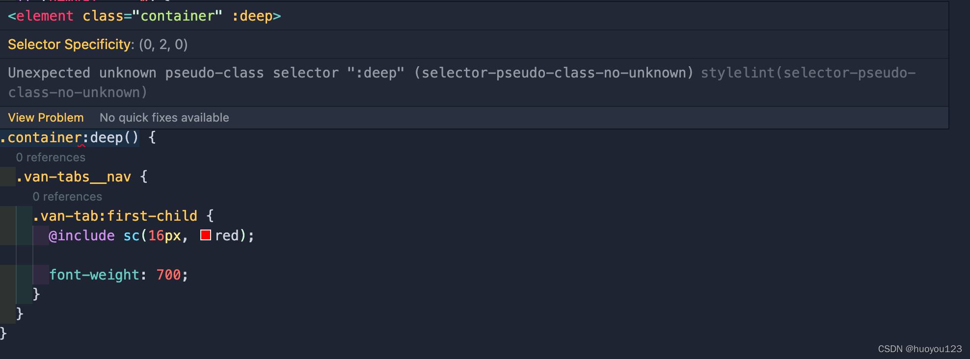 vue3中使用deep语法报错_unexpected unknown pseudo-class selector ":deep-CSDN博客
