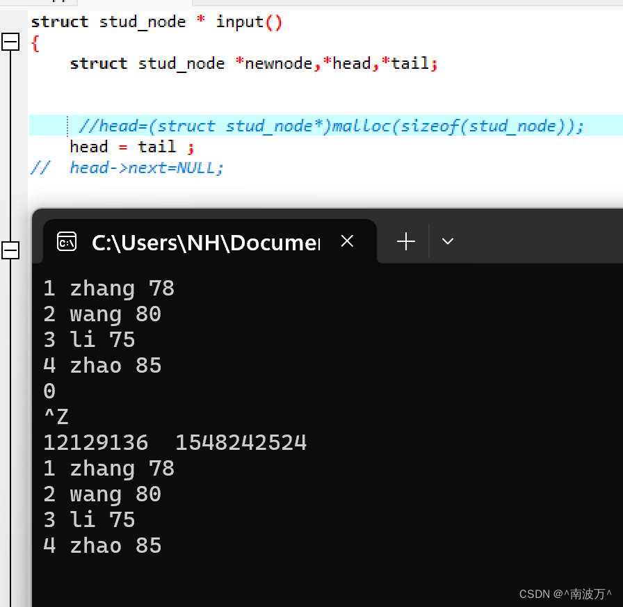 函数创建单链表---无n型，需要 while 循环 + scanf-CSDN博客