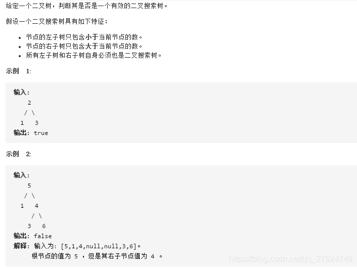 Leetcode刷题笔记题解（c）：98 验证二叉搜索树一棵空树或者是具有下列性质的二叉树1若左子树不空则左子树上所有结点的值均 Csdn博客