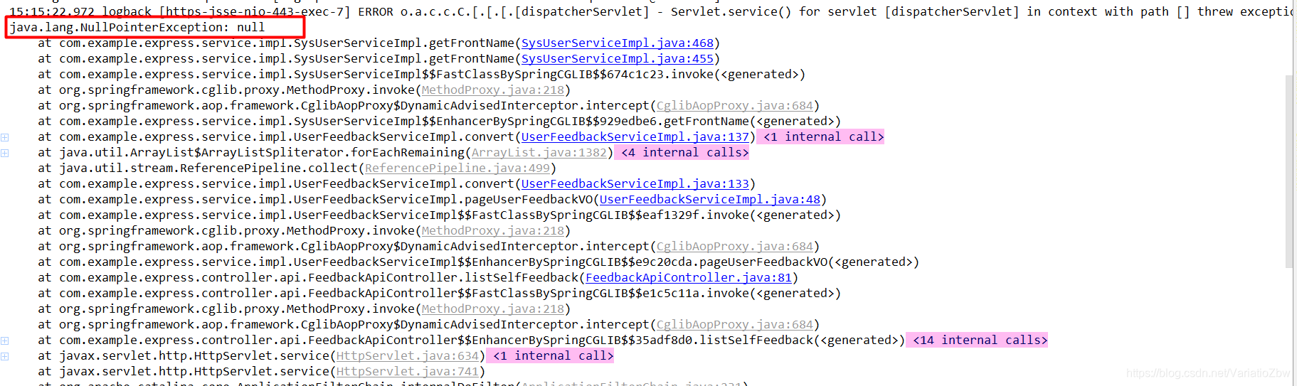 ERROR o.a.c.c.C.[.[.[.[dispatcherServlet] - Servlet.service() for ...