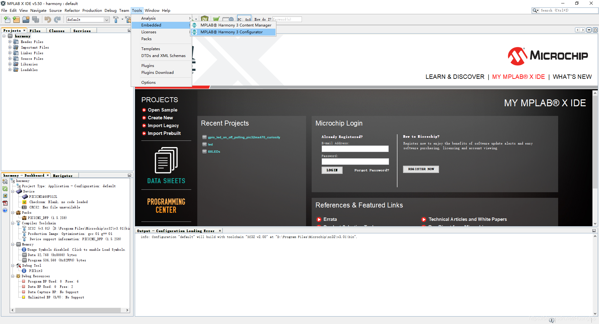 3、PIC Harmony组件安装、工程创建及烧录_mplab ide创建 32-bit mplab harmony 3 project-CSDN博客