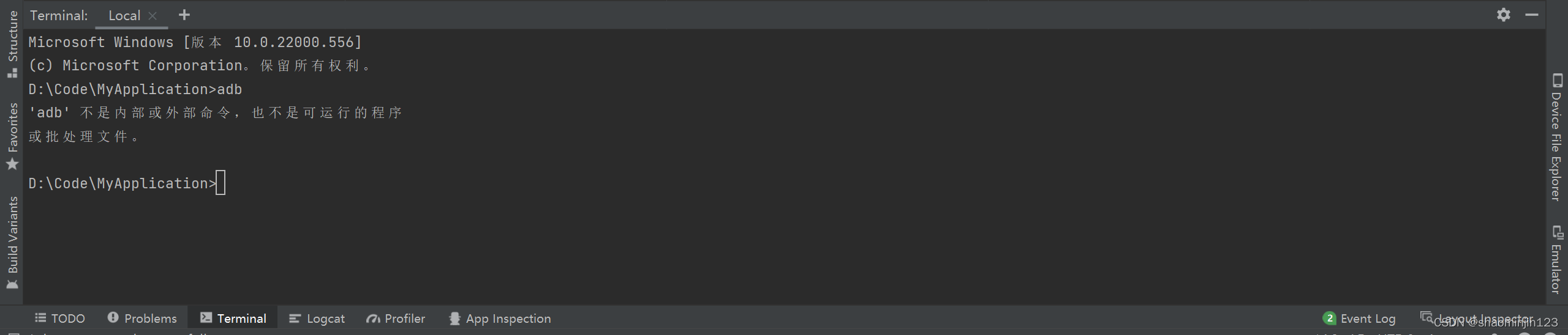 android studio 中的terminal中无法使用adb_adb : 无法将“adb”项识别为 cmdlet、函数、脚本文件或可运行程序的名称。请检查-CSDN博客